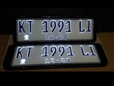 Modifikasi Plat nomor putih menggunakan lampu Model 3D, Plat nomor ...