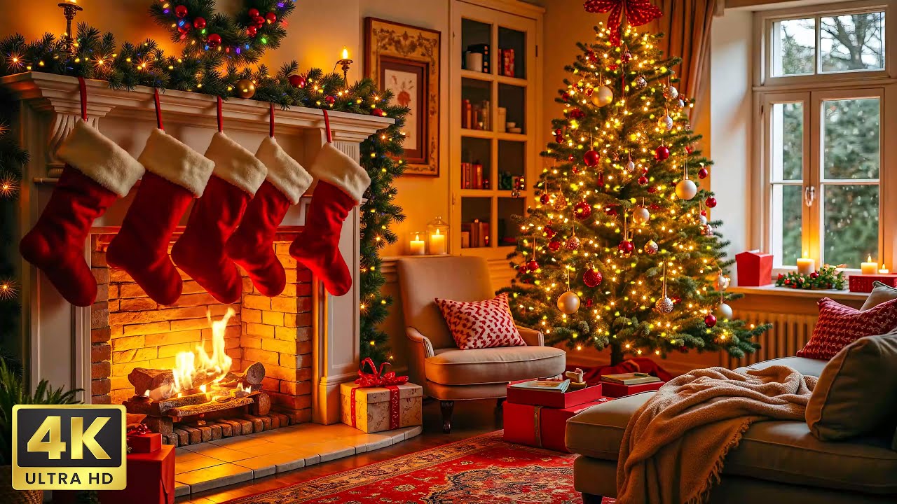 Relaxing Christmas Music Fireplace 🎄 Cozy Christmas Vibes 🔥 Christmas ...
