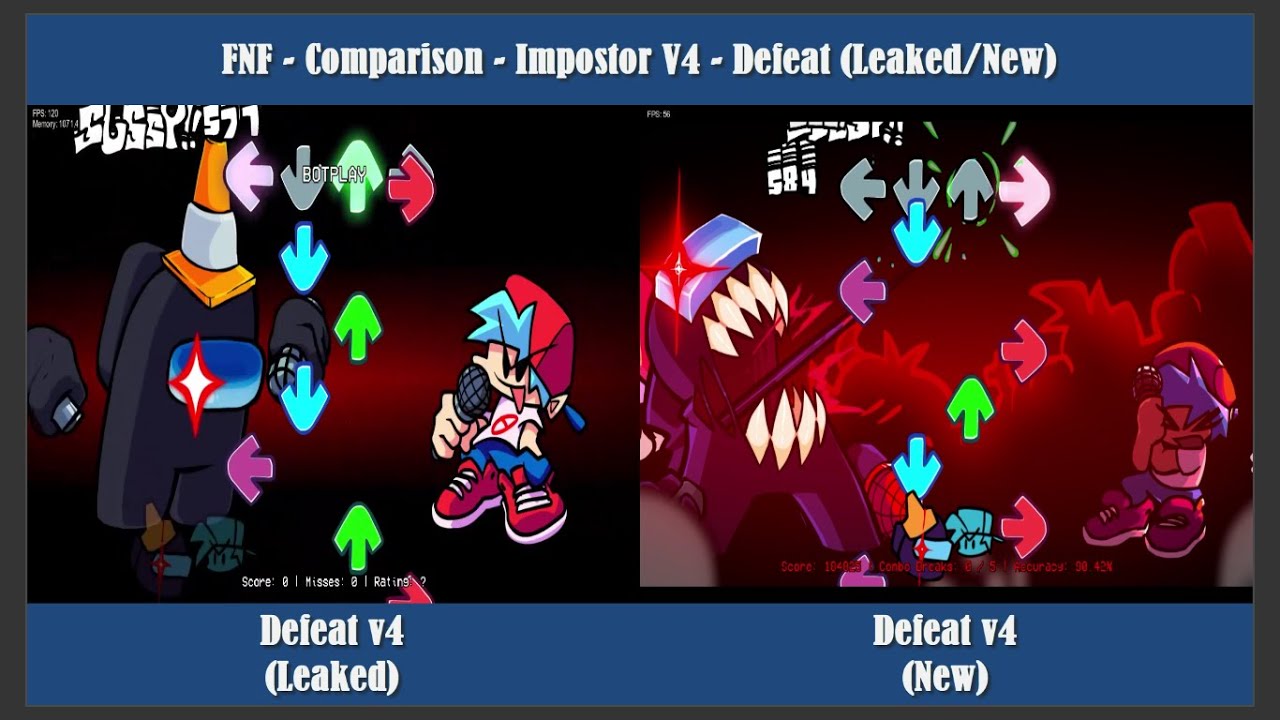 FNF - Comparison - Impostor V4 - Defeat (Leaked Build / New) - YouTube