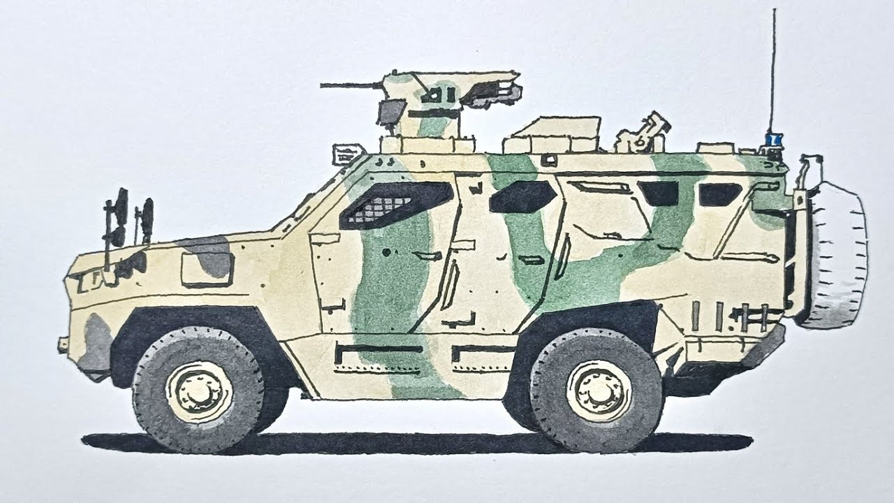 How to Draw a Military Armoured Vehicle - YouTube