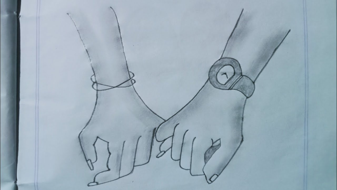 Holding hands drawing | How to draw holding hands - YouTube