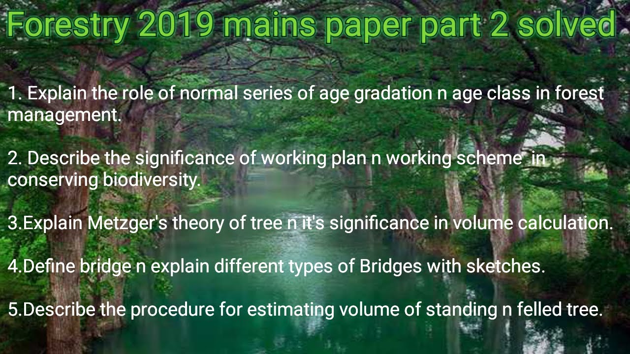1st set of Forestry 2019 Mains paper part2 solved - YouTube