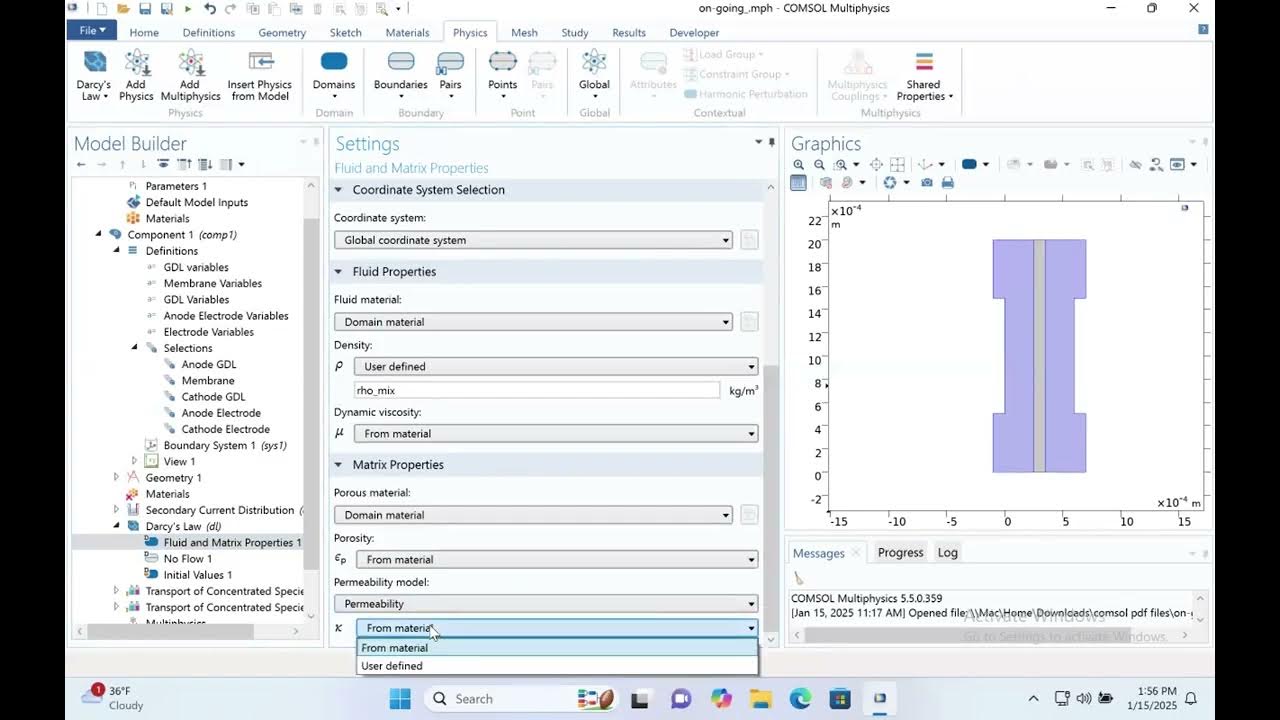 COMSOL Modeling: Exploring Gas Diffusion and Pressure Effects in PEM Fuel Cells, Part 3 - YouTube