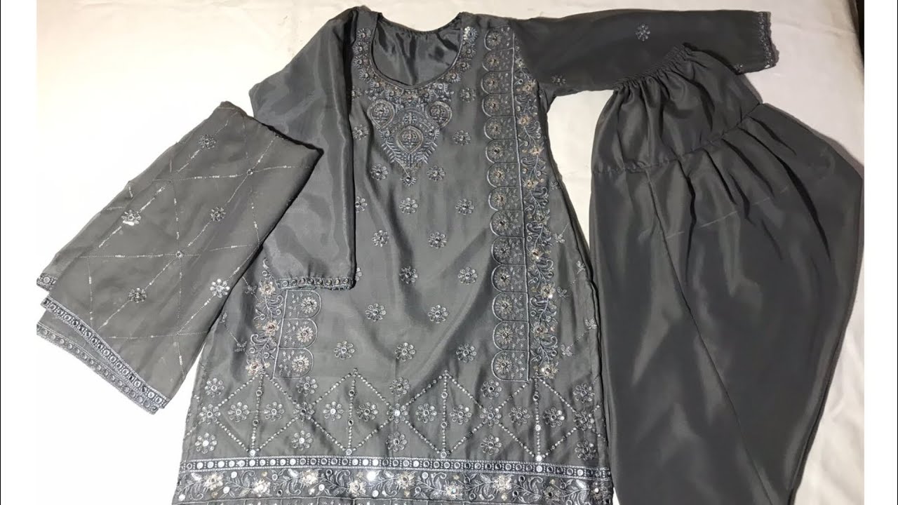 Fancy Shadi Suit | shalwar kameez cutting and stitching tutorial| three ...