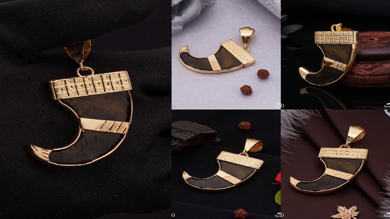 simple design gold plated lion nail pendant for men | soni fashion ...