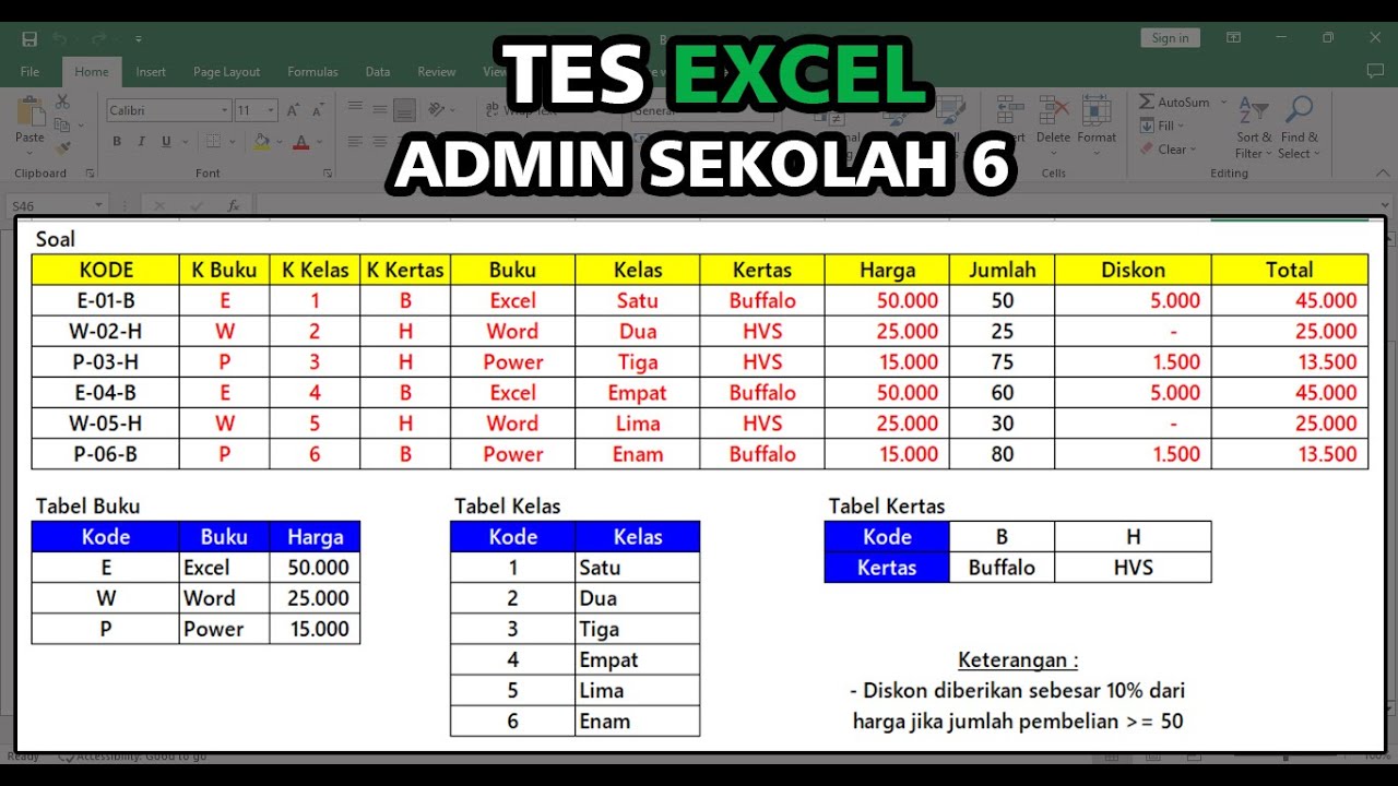 Tes Excel Admin Sekolah 6 | Latihan Soal Excel Admin Sekolah dan ...