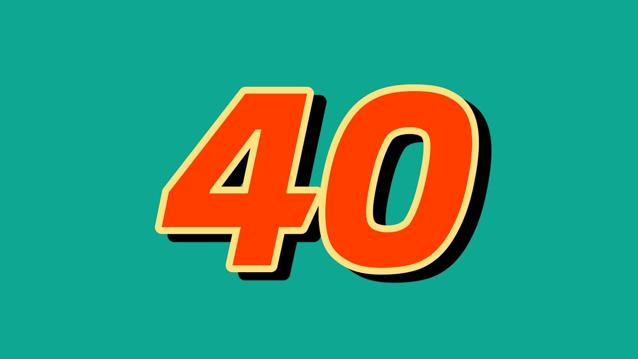 40 Second Countdown Timer ⏰ | Bright green screen and huge numbers - YouTube