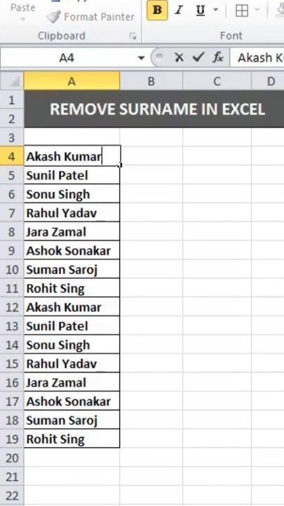How to Remove Surname In Excel #advanceexcel #excelformula - YouTube
