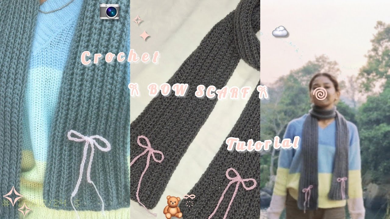 crochet bow scarf tutorial𐙚🧸ྀི| cozy crochet muffler - YouTube