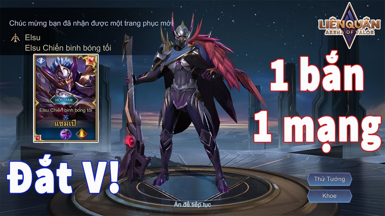 Liên quân | 1Bắn 1Mạng Trang phục mới Elsu Chiến binh bóng tối [Mua và ...