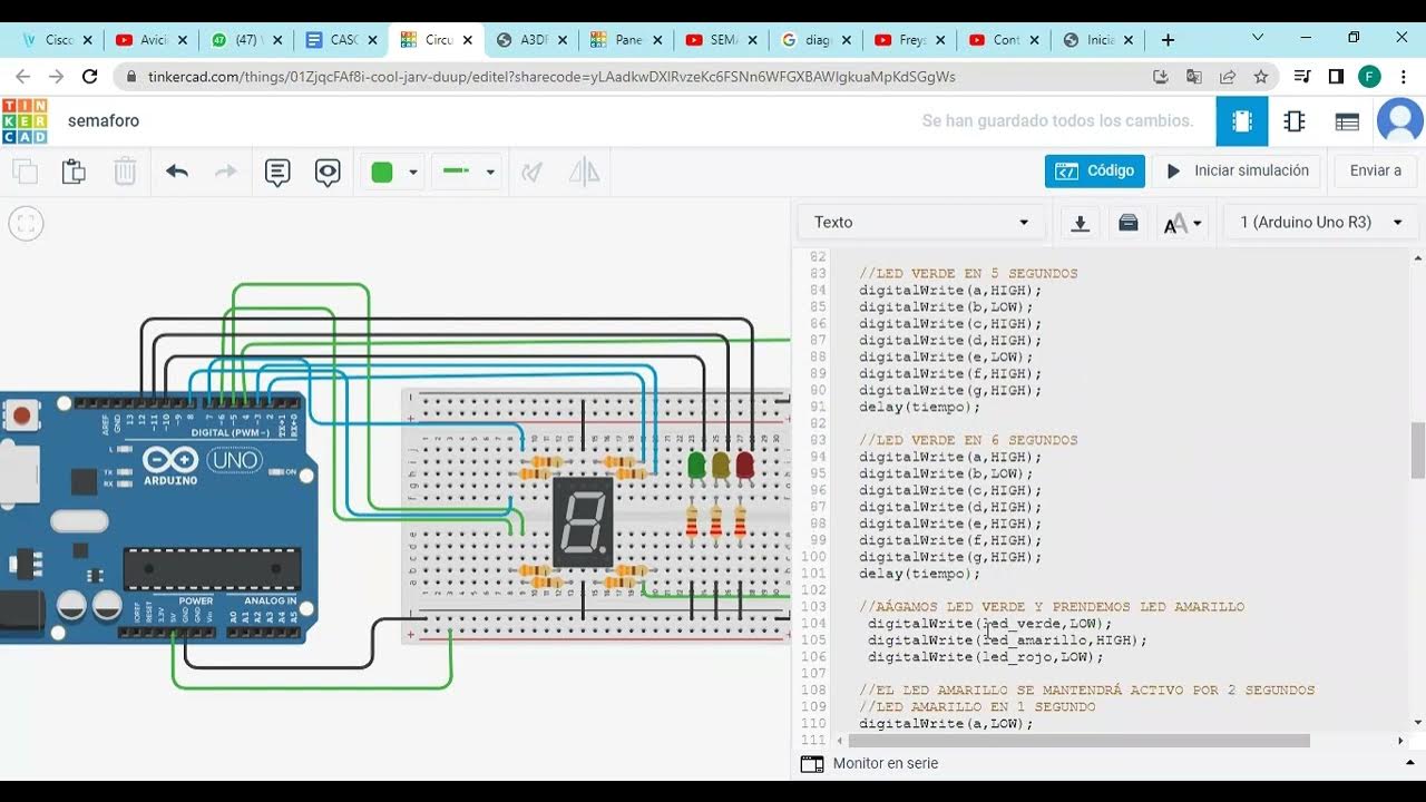 SIMULACIÓN DE UN SEMÁFORO EN ARDUINO CON PANTALLA LED MOSTRANDO ...