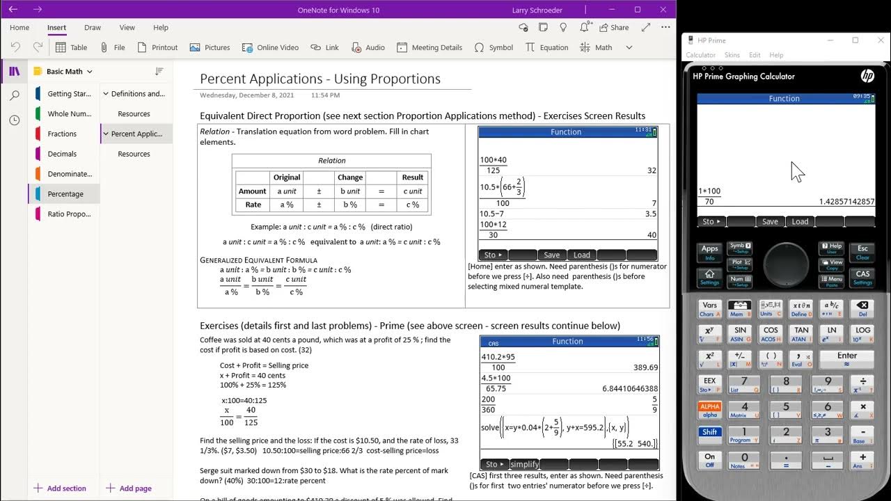 HP Prime Guide Arithmetic Fundamentals Percentage - YouTube