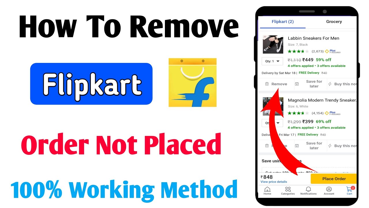 how to remove order not placed in flipkart - YouTube