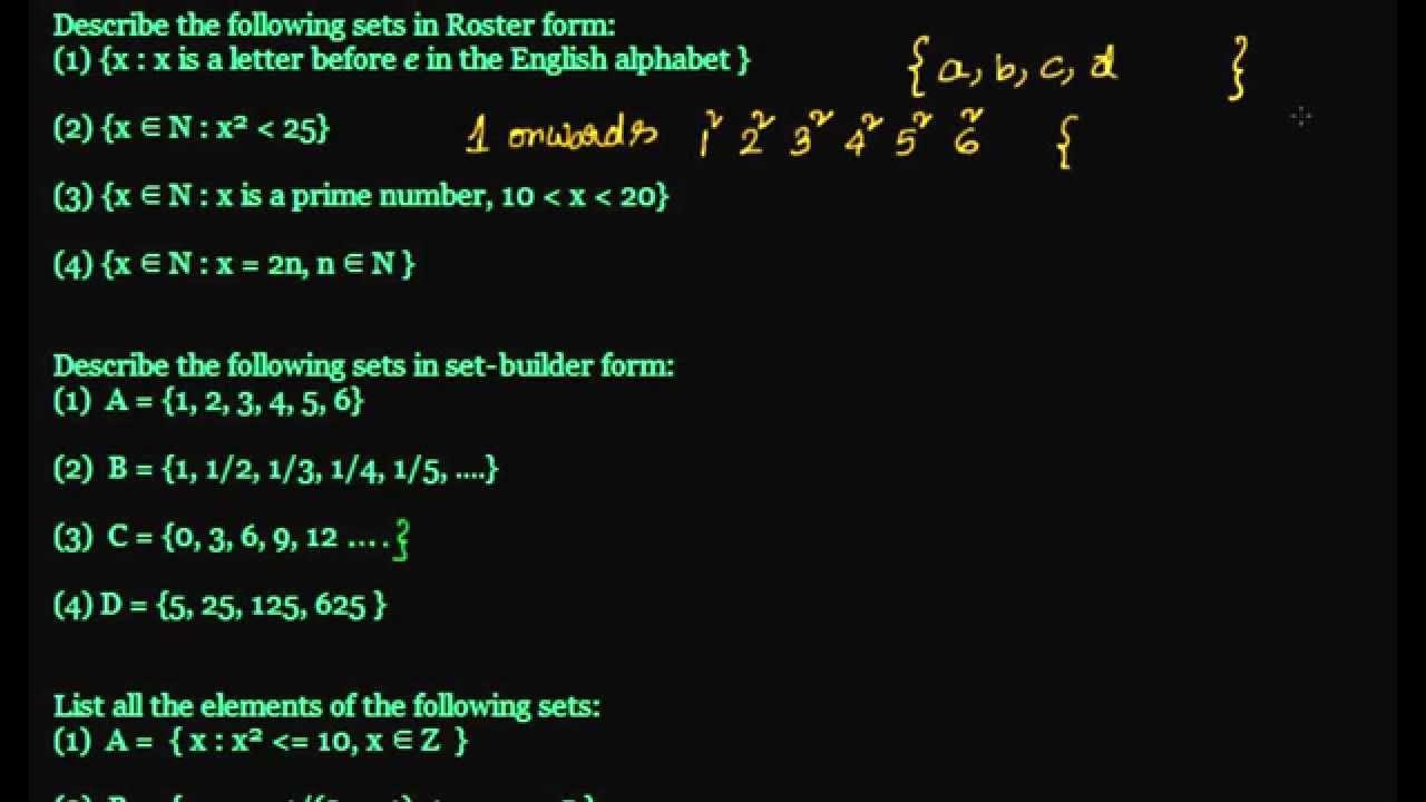 Sets : Representation - Examples - YouTube