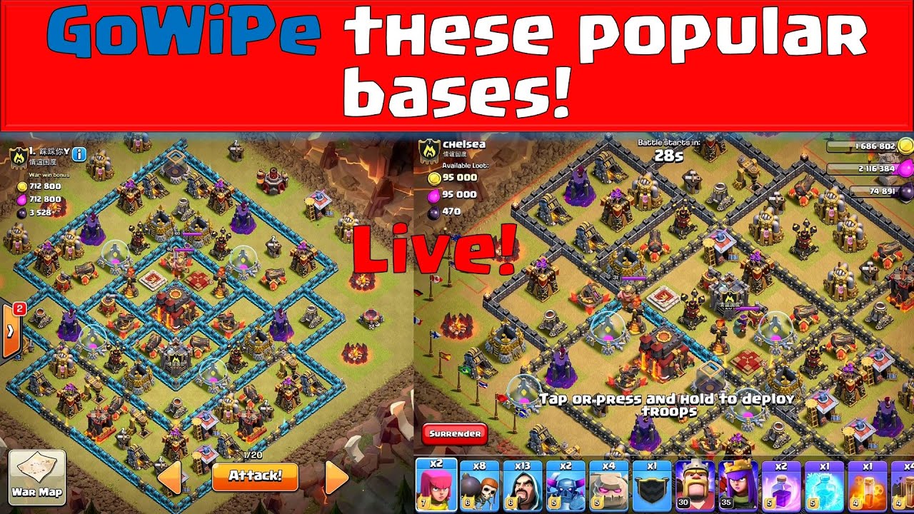 Clash of Clans - GoWiPe War raids - Smash the Super Max bases! - YouTube