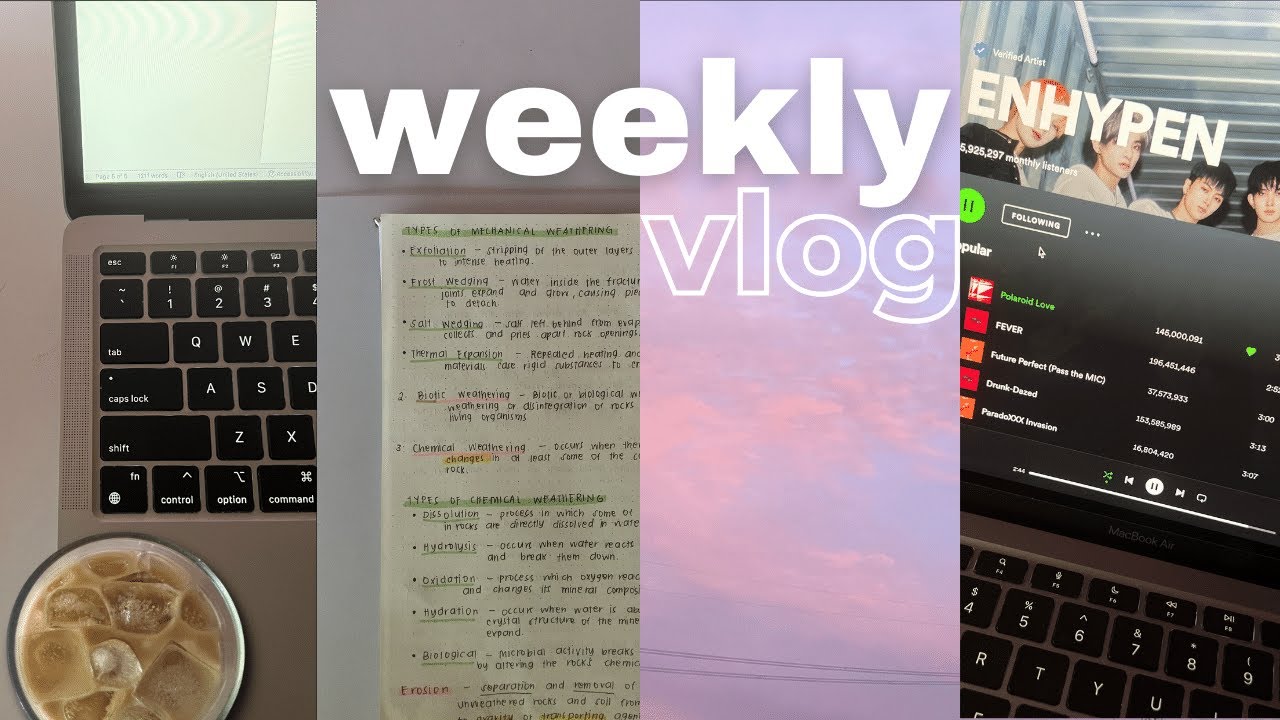 study vlog ️: tiring week, proctive study with me,iced coffee, skies ...
