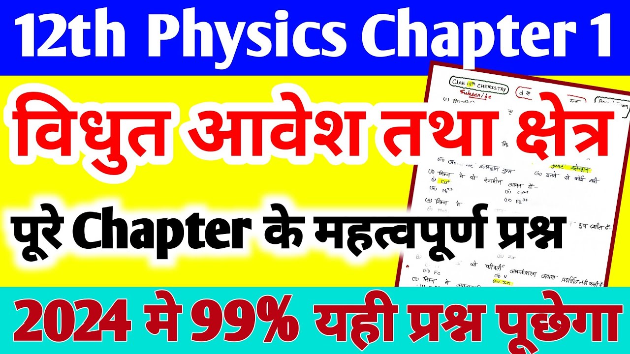 12th physics chapter 1 important topics 2024 | class 12th physics important questions 2024 up ...