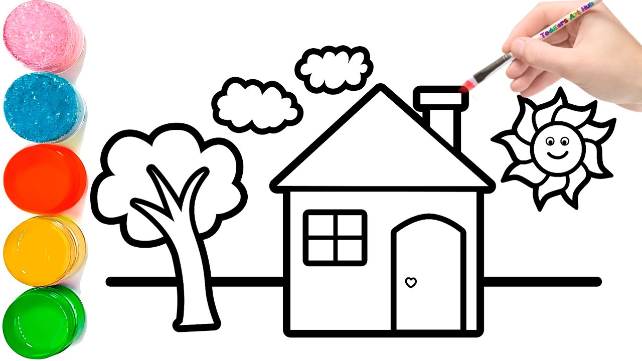 How To Draw A House Very Easily | Drawing House from Shapes - YouTube