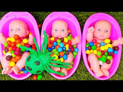 Full of 3 Rainbow Bathtub's Candy with M&M's Magic slime Asmr Video