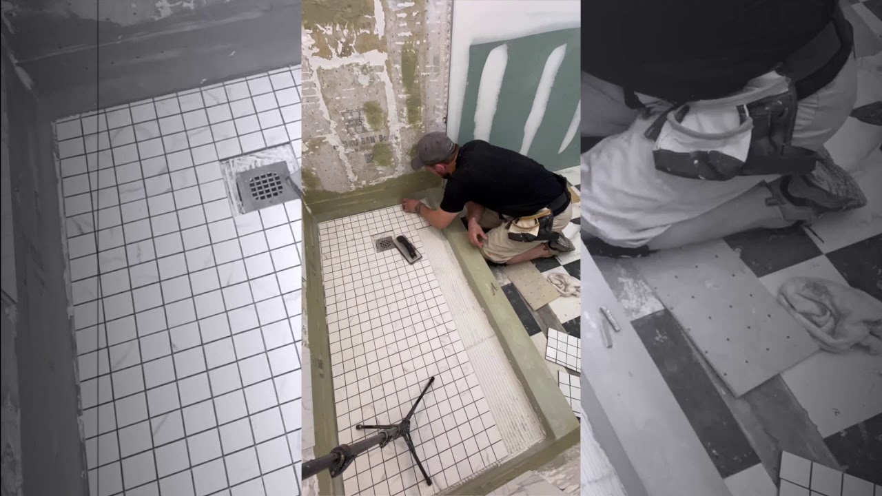 2x2 Mosaic Tile Floor. How to tile shower floor - YouTube