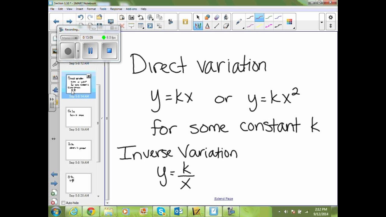 Pre Calc 1 10 Mathematical Modeling And Variation Youtube