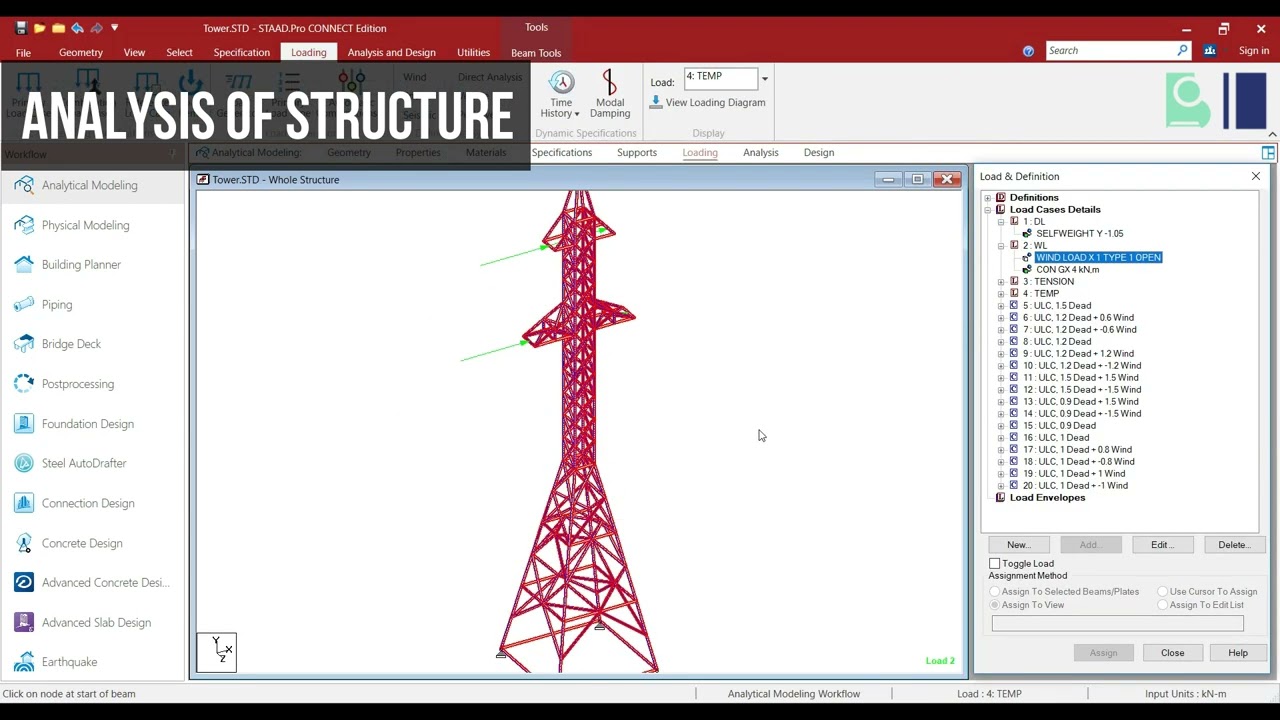 TOWER DESIGN WITH FOUNDATION | STAAD PRO TUTORIAL FROM BEGINNERS TO PRO ...
