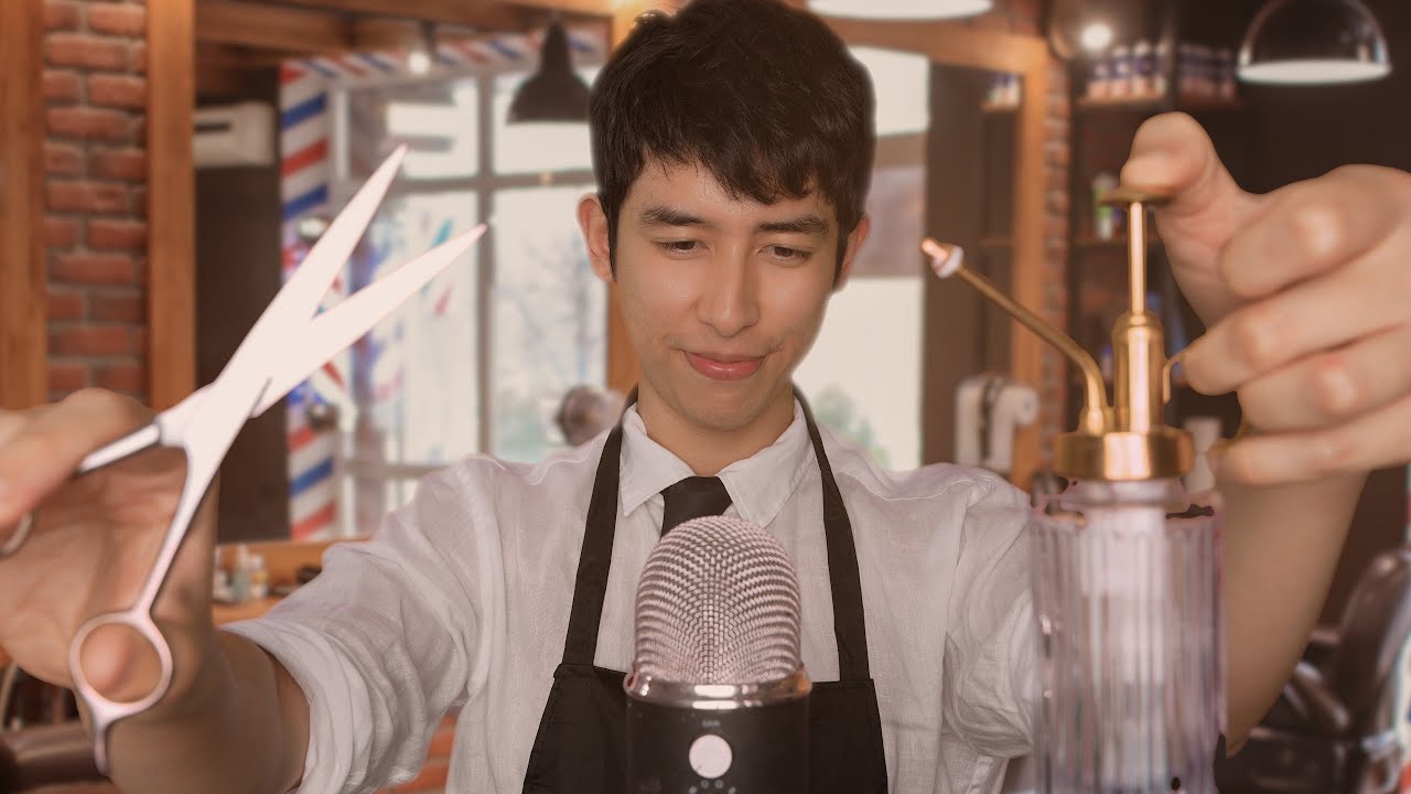 [ASMR] The MOST realistic barber shop haircut EVER 💈 - YouTube