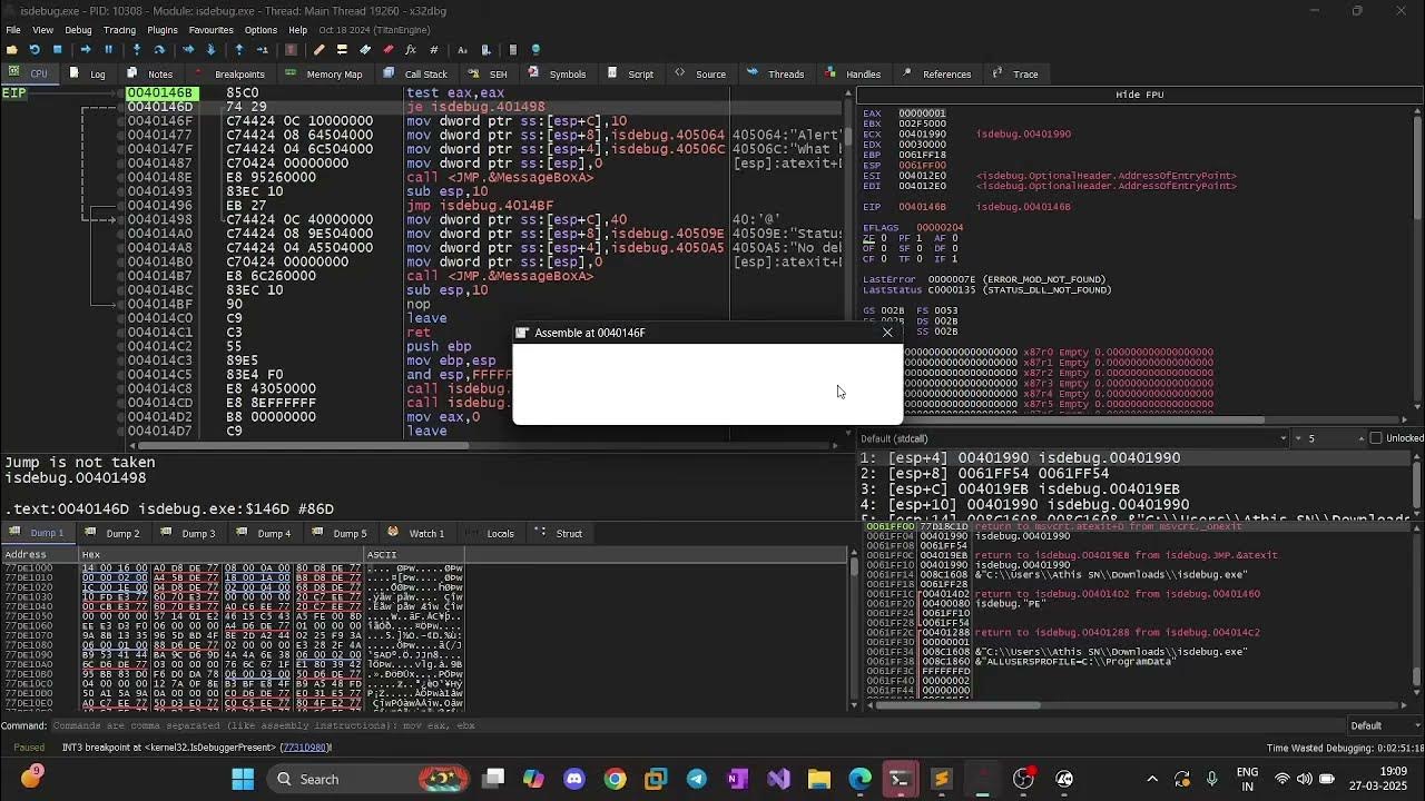 Anti-Debugging: IsDebuggerPresent() An Elaborated One! | Patching ...