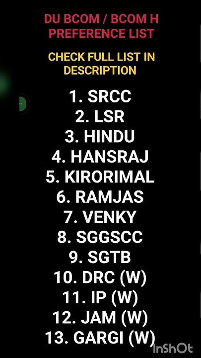 DU preference list🧾for BCOM(H)& BCOM #trending #viral #delhiuniversity #cuet #like #share # ...