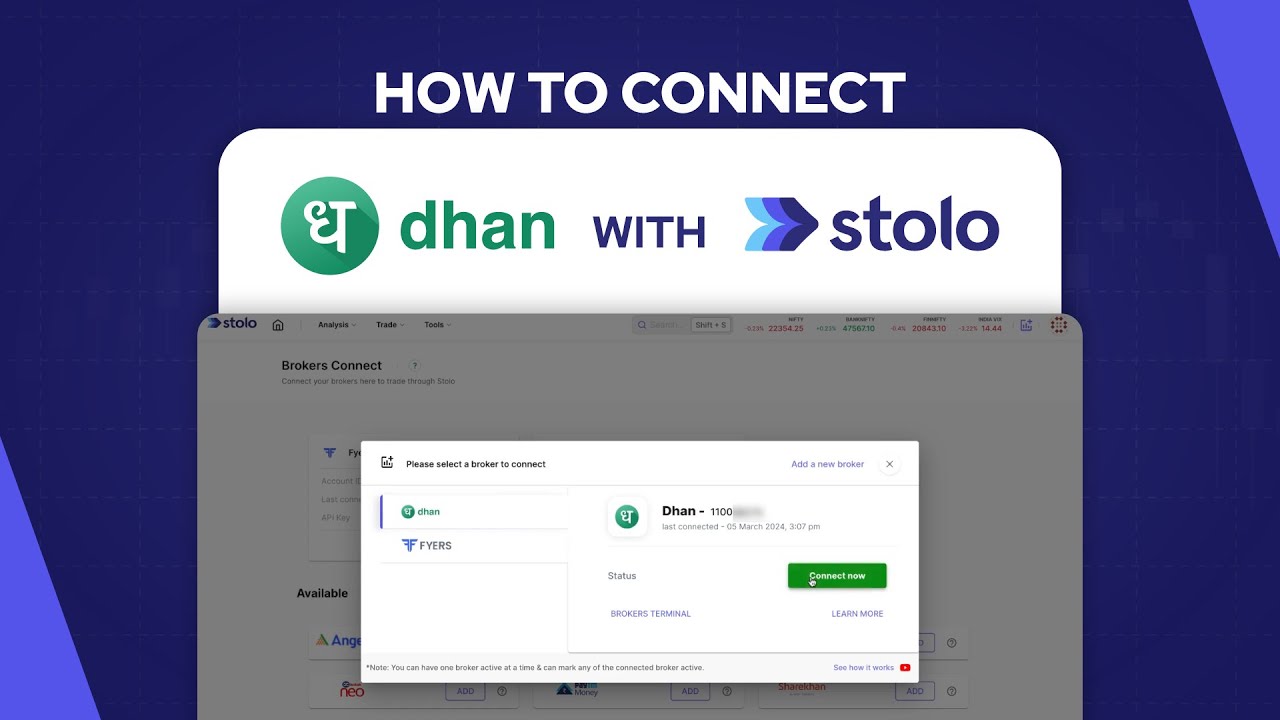 How to Connect Dhan Broker with Stolo Options Trading Platform - YouTube