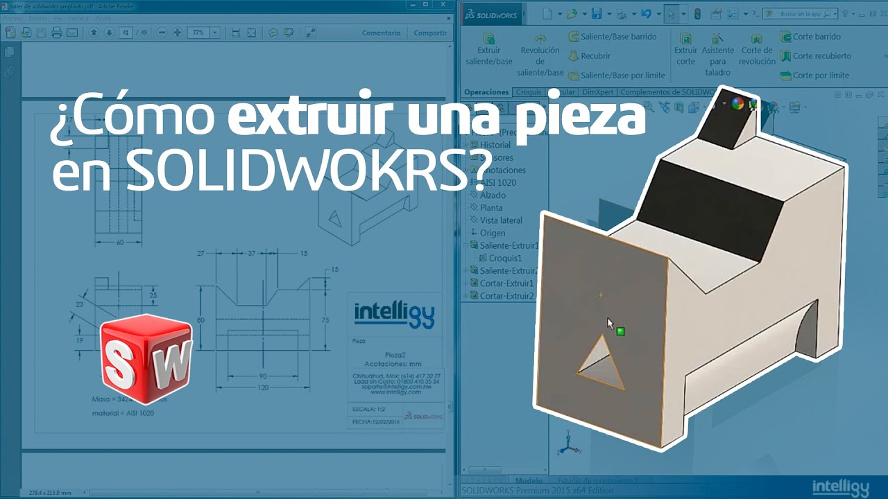 ¿Cómo extruir una pieza en SOLIDWORKS? - YouTube