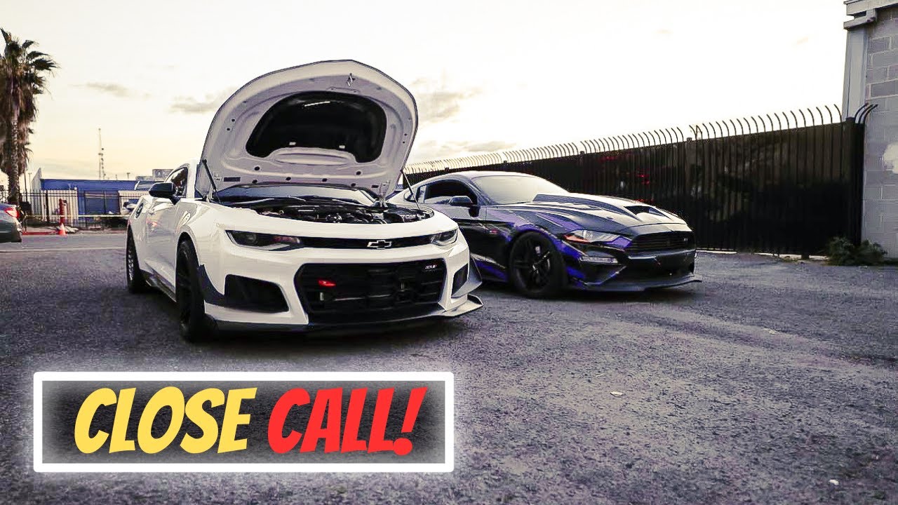 ZL1 Almost Crashes Into Mustang While Street Racing! - YouTube