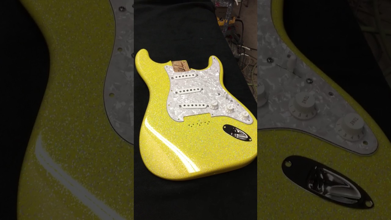 Fender Stratocaster custom painted in Yellow Sparkle Holoflake ...
