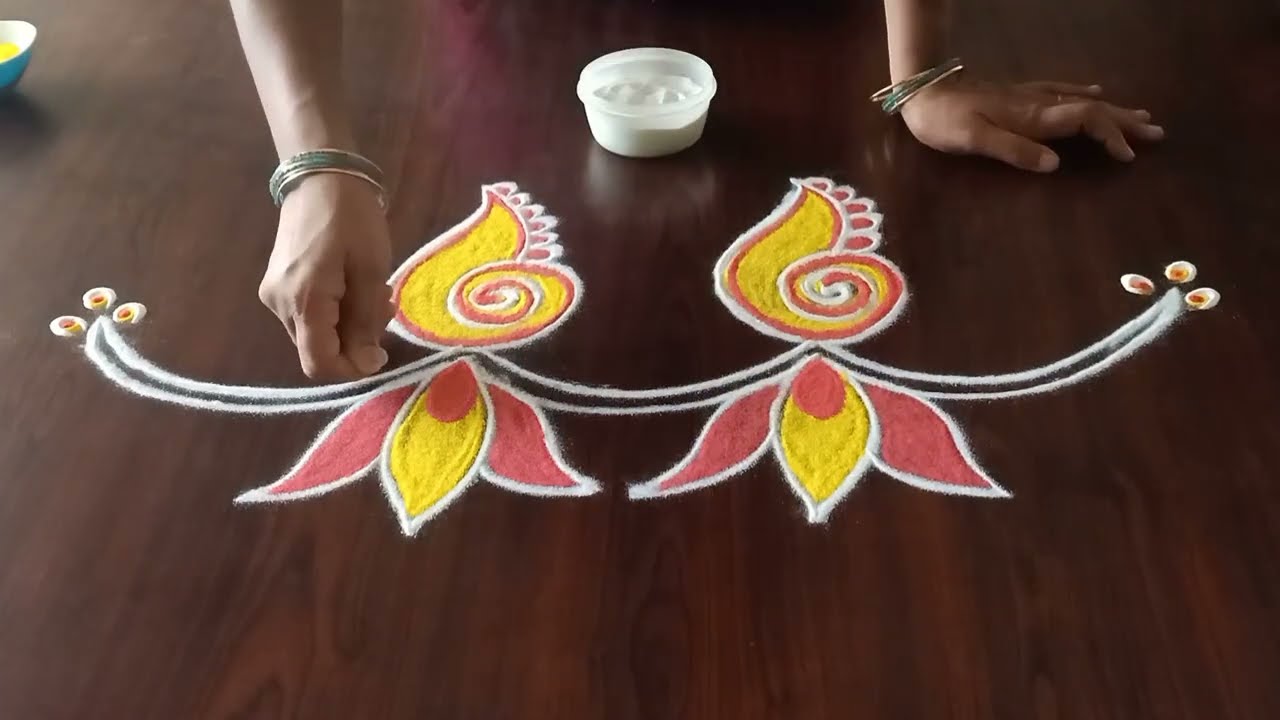 Puratasi masam Special Border Kolam |Sangu Sakaram Kolam | Easy Side ...