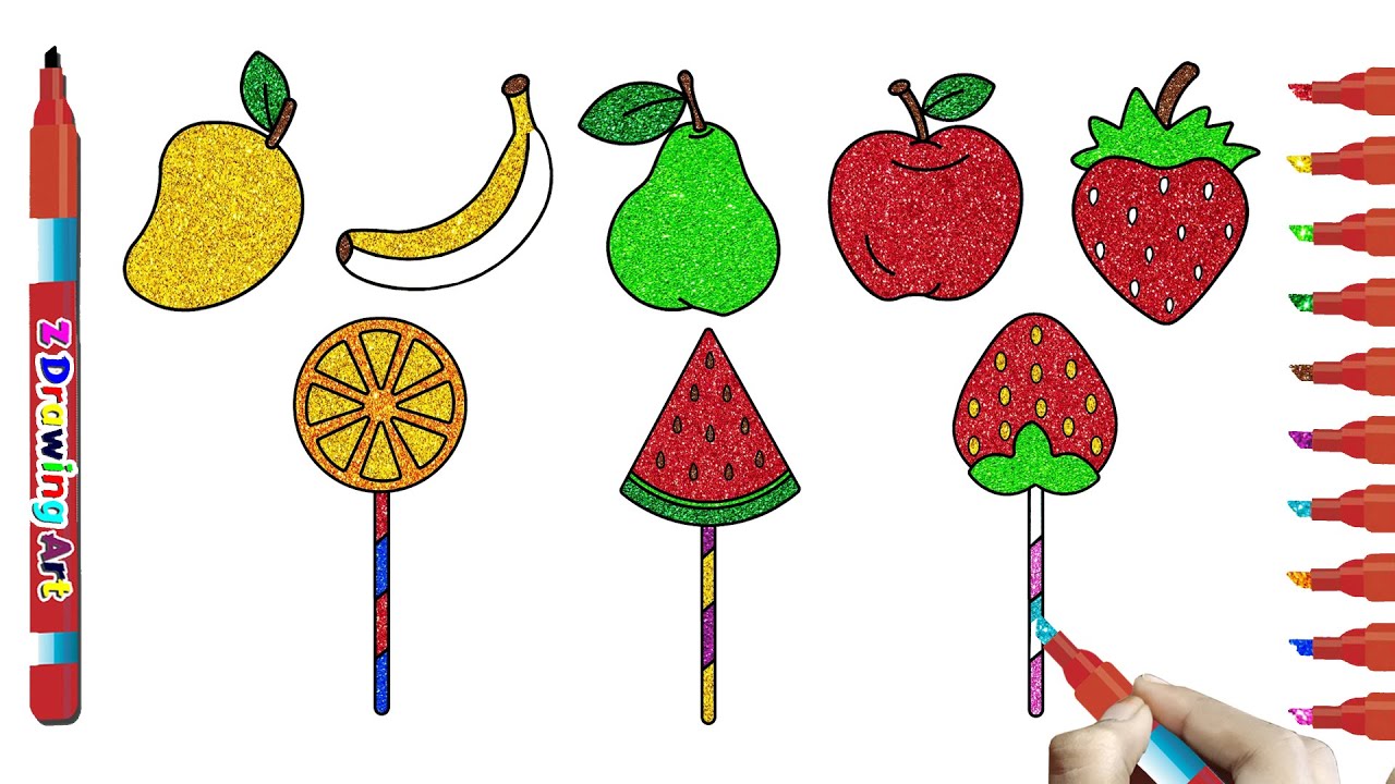 How to Draw Fruits Candy and Fruits | Step by Step Children's Drawing ...