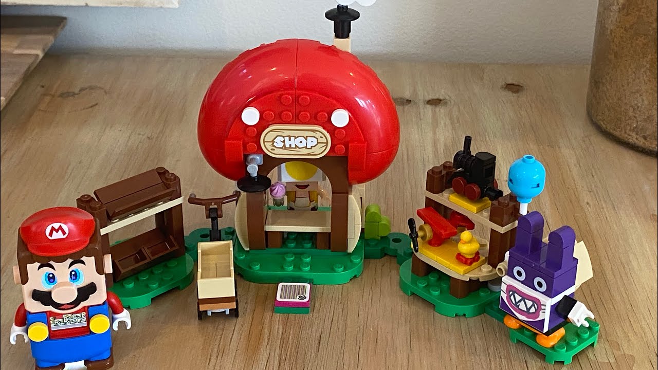 Lego Super Mario Goes To Toads Shop And Stops Nabbit - YouTube