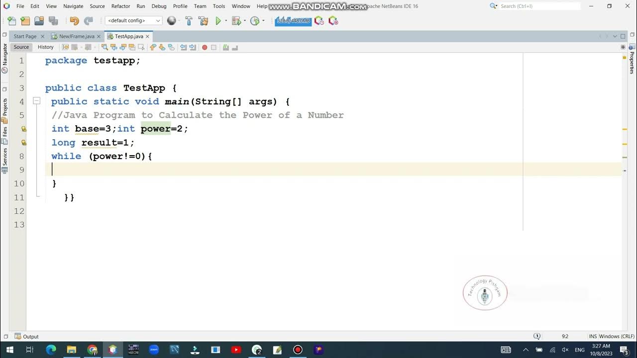 java program to Calculate power of a number using a while loopتوان ...