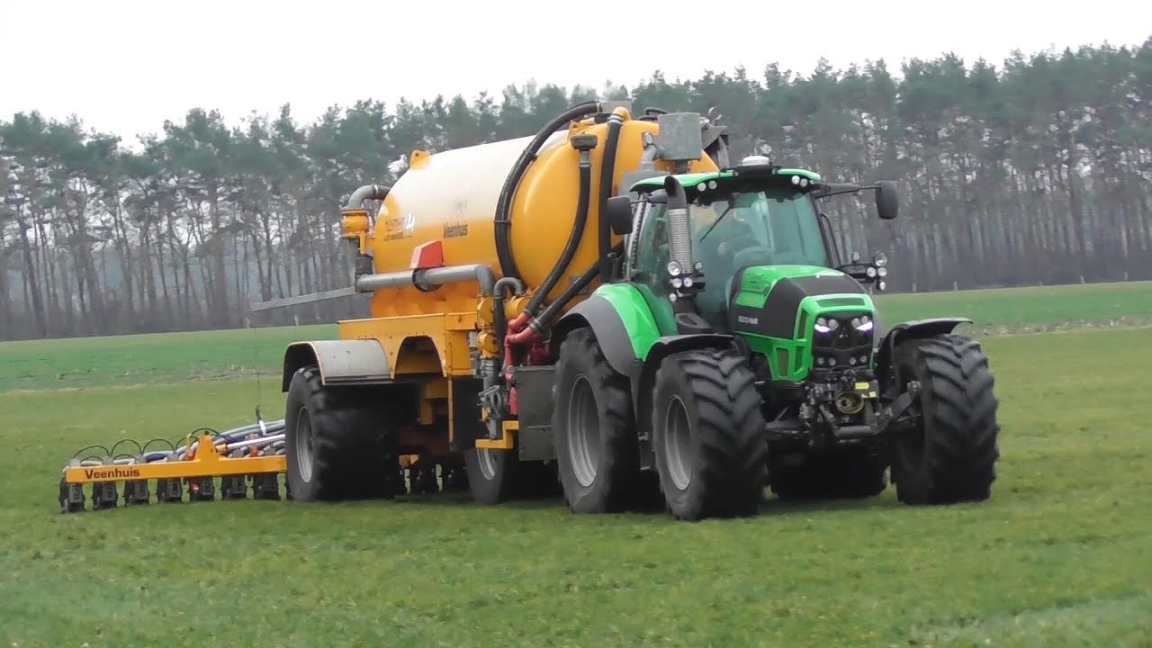Slurry injection with Deutz-Fahr & Veenhuis - YouTube