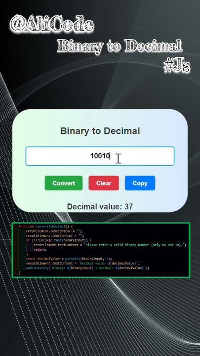 Day 37 New Converter Binary To Decimal Project Using Javascript Webdevelopment
