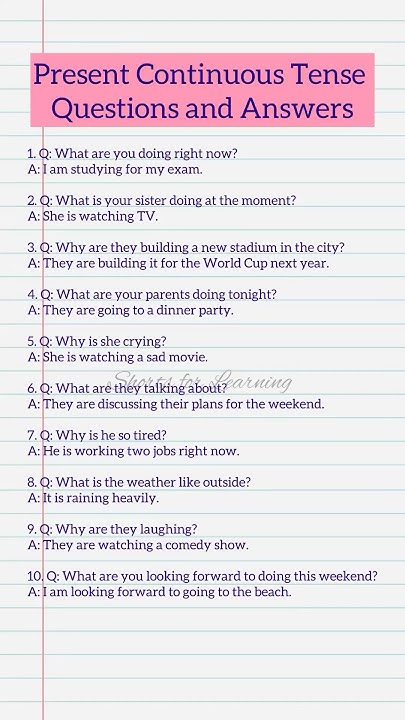 Present Continuous Tense Questions and Answers #english #shorts #viral ...