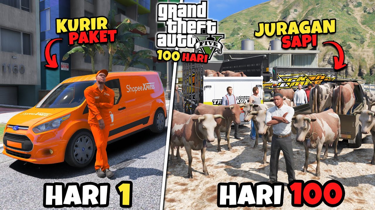 100 HARI DI GTA 5 DARI KURIR PAKET SAMPAI MENJADI JURAGAN SAPI TERKENAL ...