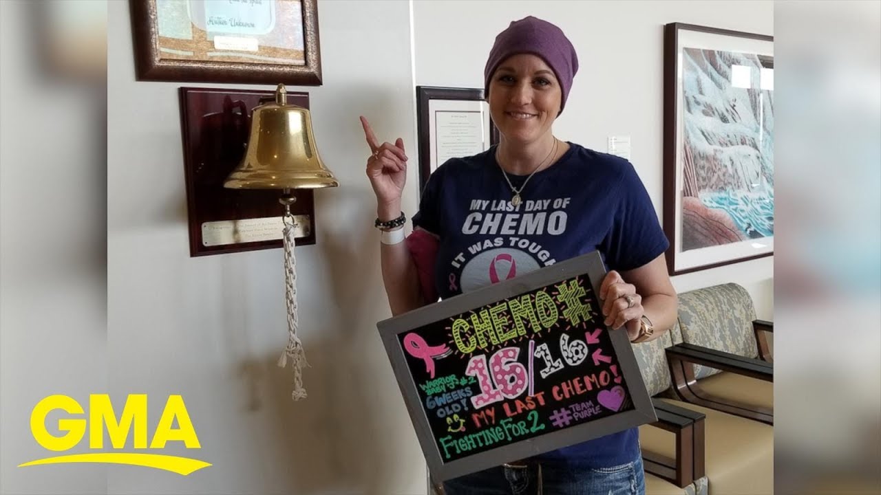 Woman rings chemotherapy bell after fighting breast cancer while ...