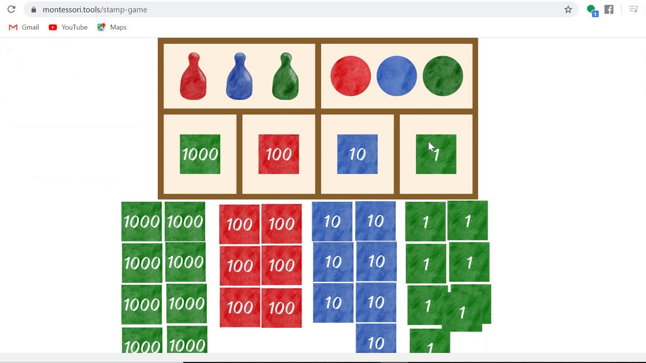 Montessori Stamp Game- Static Subtraction - YouTube