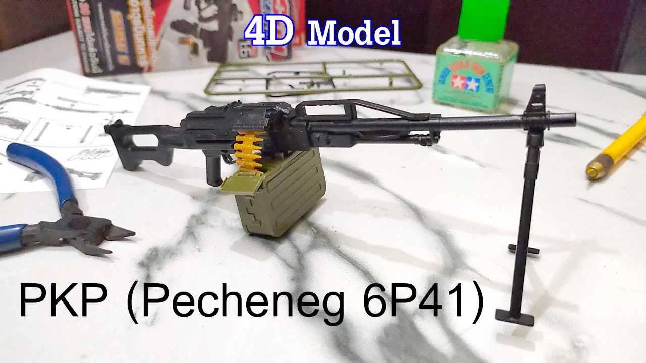 ประกอบโมเดลปืน 4D Model 1/6 PKP (Pecheneg 6P41) Miniature Toy Guns ...