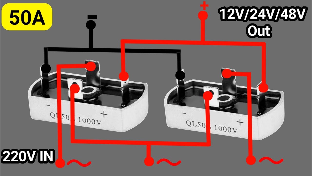 How To Make 220V TO 12V/24V/48V 50A Battery Charger Using Bridge ...