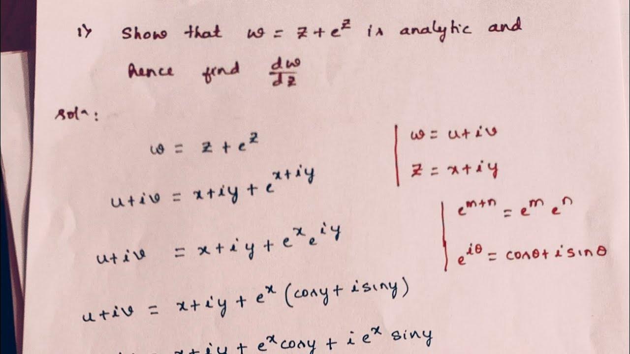 Complex Analysis | Show that function is an analytic function and find its derivative part 1 ...