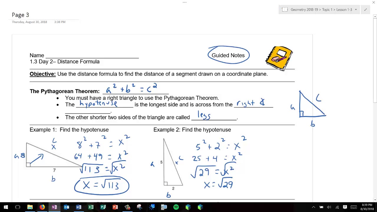 Lesson 1-3: Distance Formula - YouTube