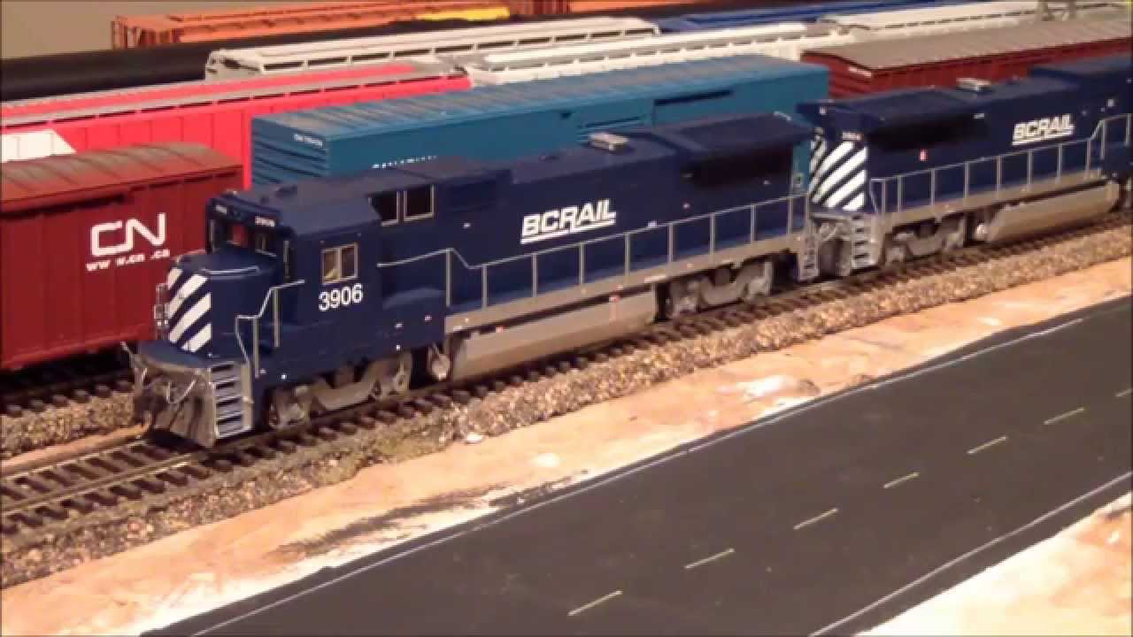 Running some Trains and previewing the new Center beam flat car load's ...