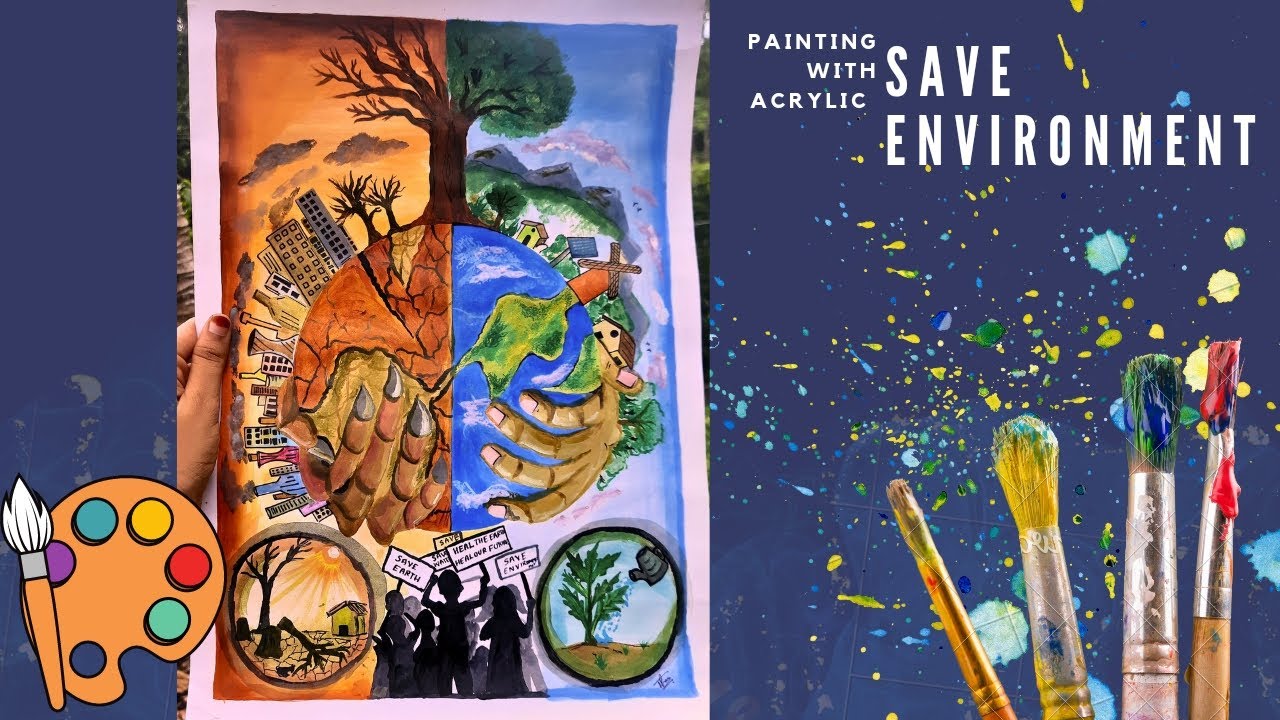 How to draw save environment/save Earth/save trees/ save nature acrylic ...
