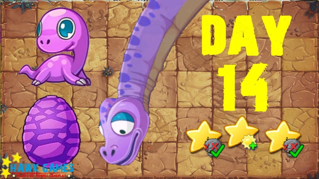 Plants vs Zombies 2 China - Jurassic Marsh Day 14 [Baby Brontosaurus ...